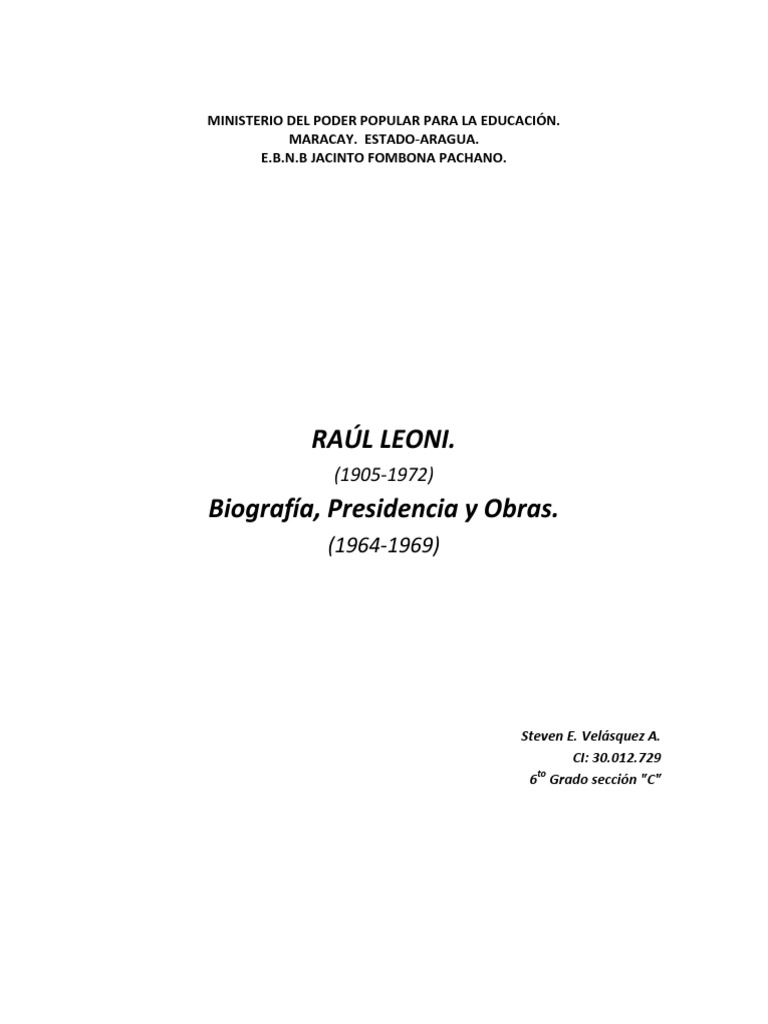 Raúl Leoni | PDF | Venezuela | Gobierno