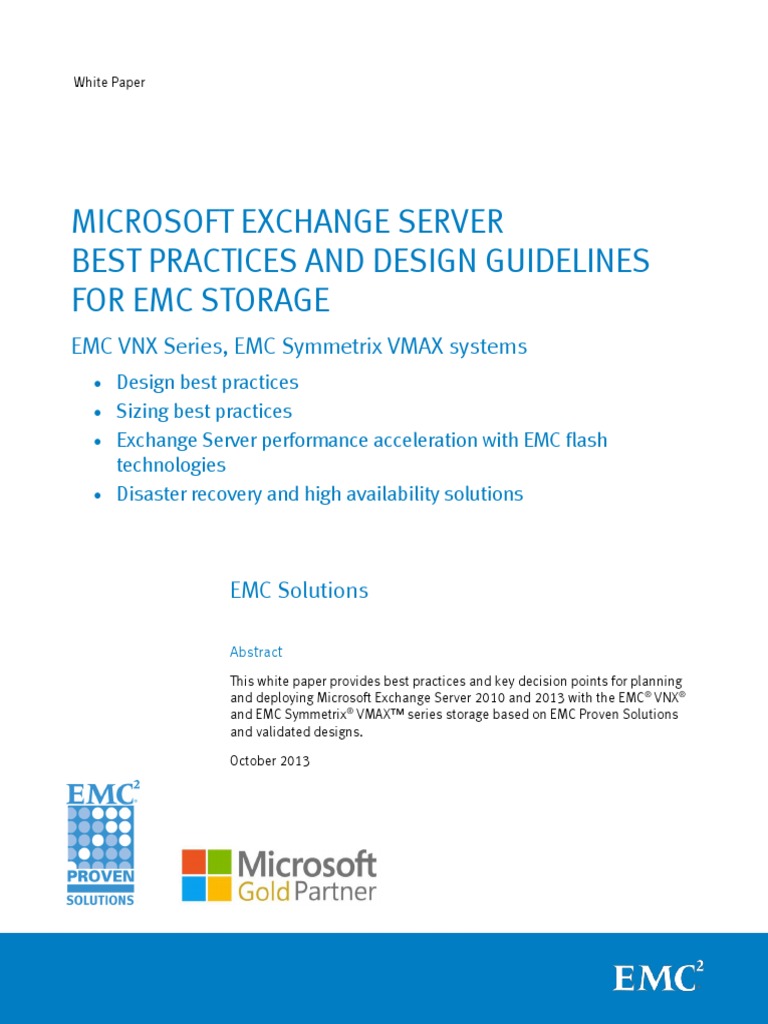 h8888 Exch 2010 Storage Best Pract Design Guid Emc Storage | PDF | Microsoft Exchange Server ...