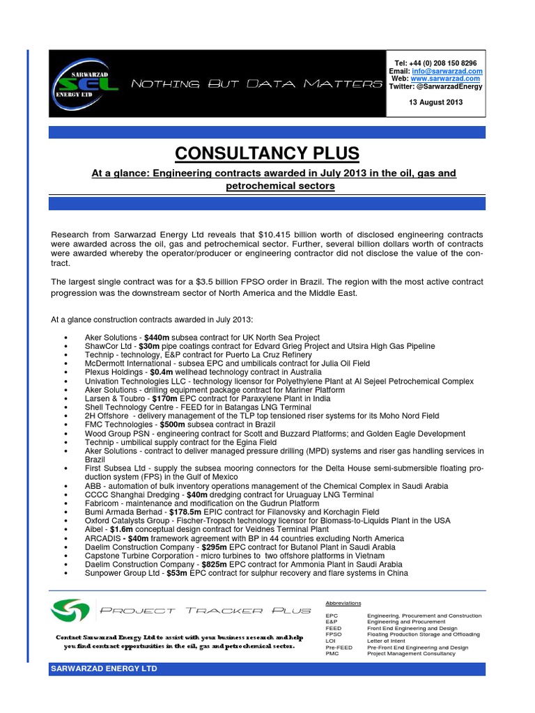 Research FEED, EPC and Engineering Contract in Oil, Gas and ...