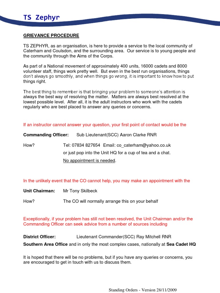 TS Zephyr Grievance Procedure Guide | PDF | Career & Growth | Self ...