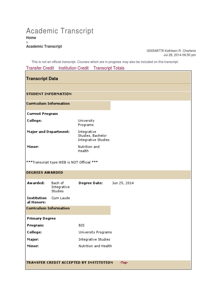 Academic Transcript Final For Weebly | PDF | Academia | Learning
