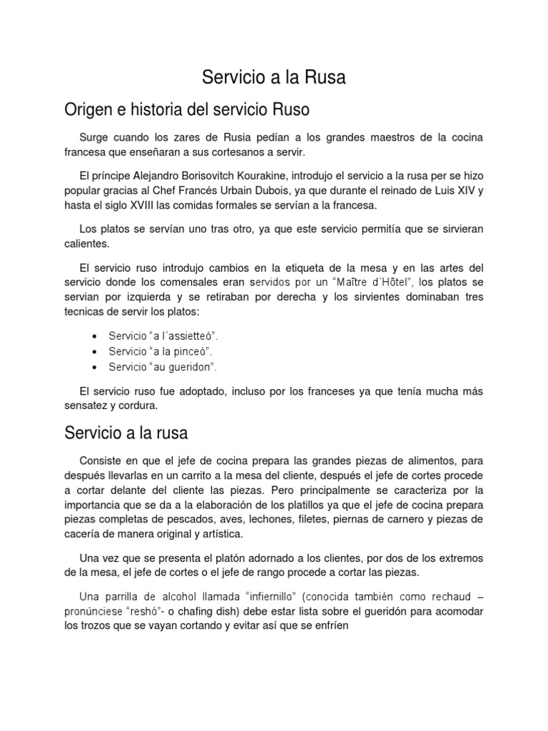 Servicio A La Rusa | PDF | Cuchillería | Cocinando