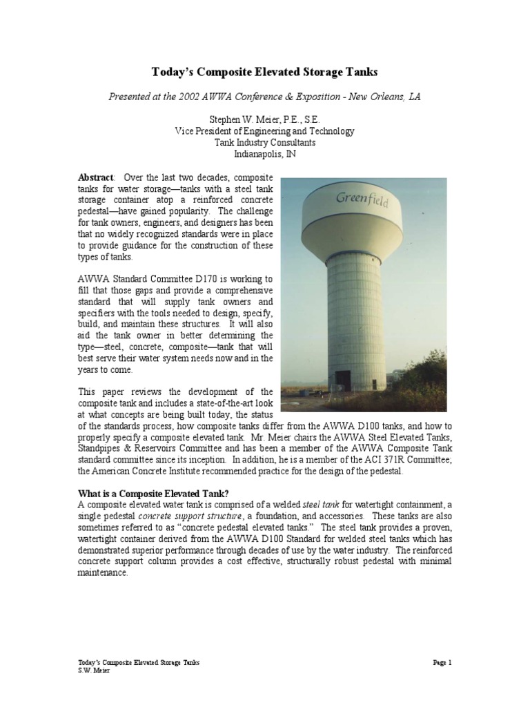 Todays Composite Elevated Storage Tanks | PDF | Structural Steel | Concrete