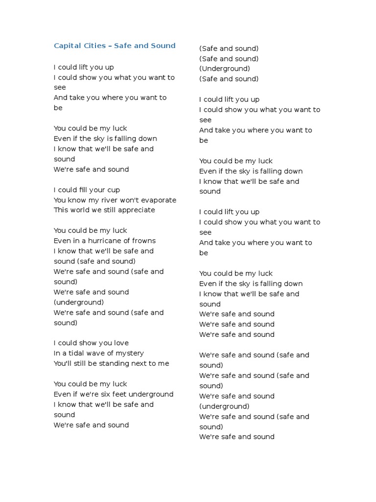 English With Songs - Capital Cities - Safe and Sound | PDF | Emi | Leisure