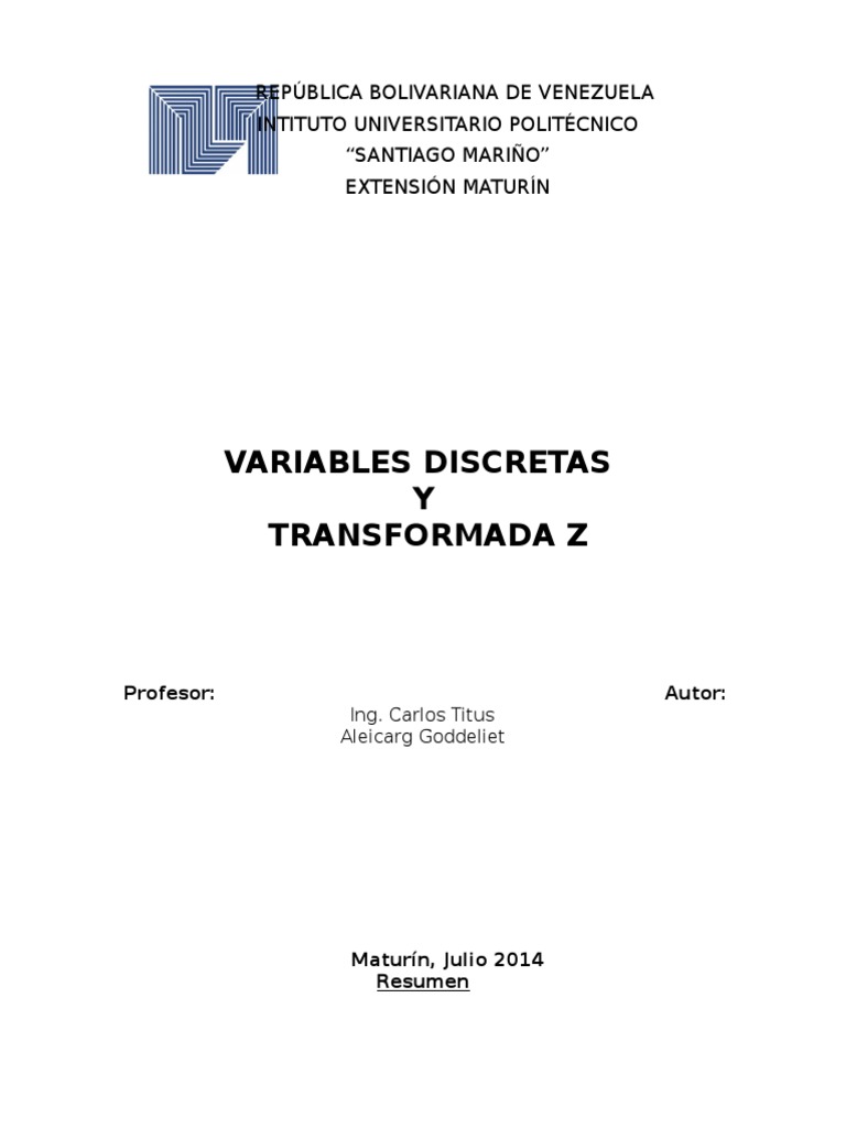 Variable Discreta y Transformada Z | PDF | Matemáticas Aplicadas | Enseñanza de matemática