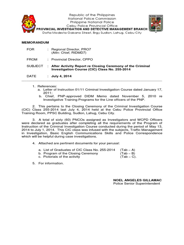 After Activity (CIC Closing) | PDF | Detective | Public Services