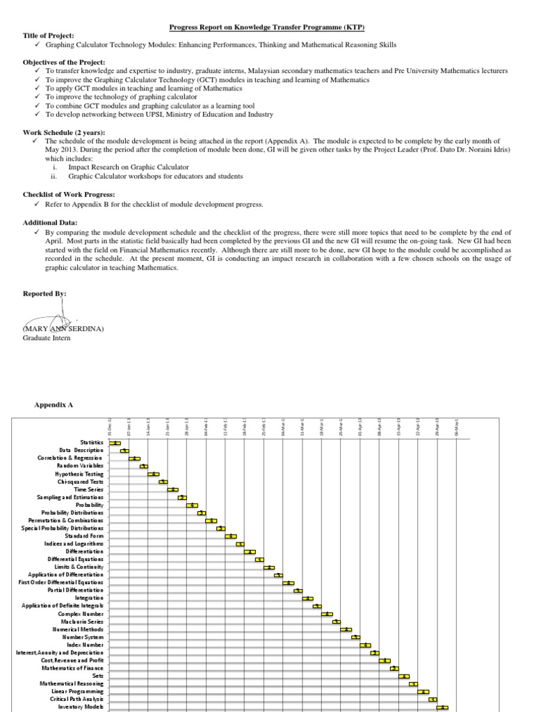 Progress Report On Knowledge Transfer Programme | PDF | Statistics ...