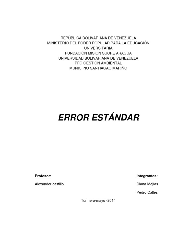 Cálculo y Uso del Error Estándar | PDF | Error estándar | Muestreo ...