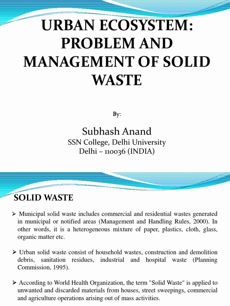 Final Solid Waste ppt. | Municipal Solid Waste | Waste Management
