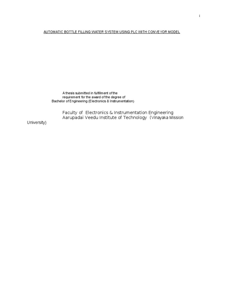Automatic Bottle Filling System Using PLC Conveyor Modela | PDF | Relay | Programmable Logic ...
