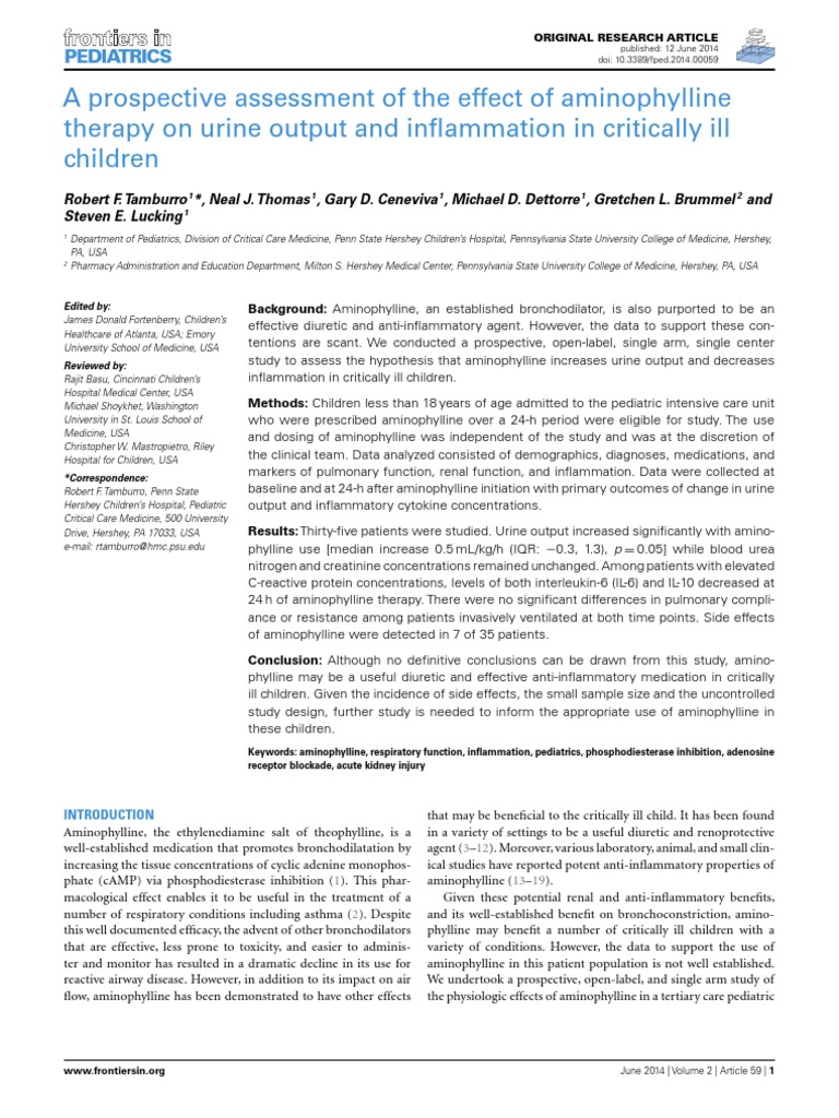 Aminofilin and Critical Ill | PDF | Renal Function | C Reactive Protein