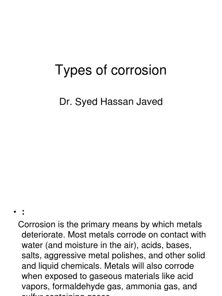 Types of Corrosion | PDF | Corrosion | Metals