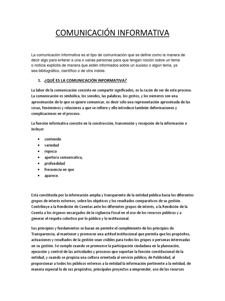 COMUNICACIÓN INFORMATIVA | Verbo | Comunicación