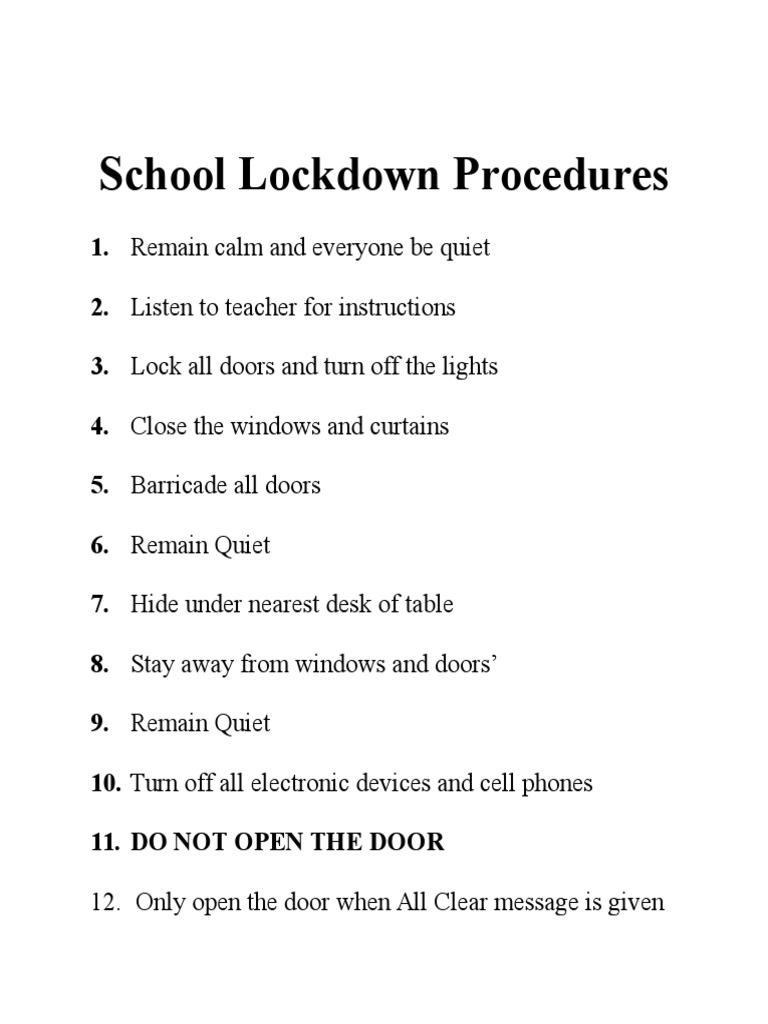 School Lockdown Guide for Students | PDF | Language Arts & Discipline ...