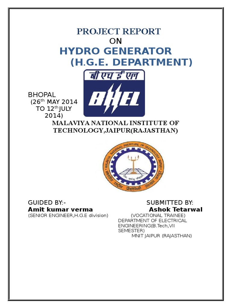Hydro Generator Project Report Summary | PDF | Electrical Engineering | Electricity