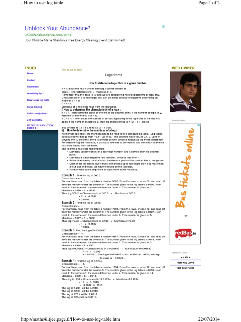 How To Use Log Table | Download Free PDF | Logarithm | Numbers