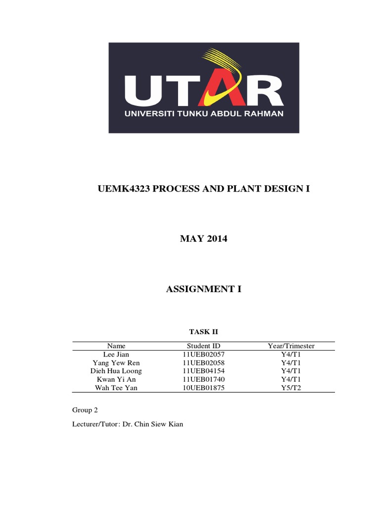 (Group 2) Plant Design Assignment 1 Task 2 | PDF | Chemical Reactor ...