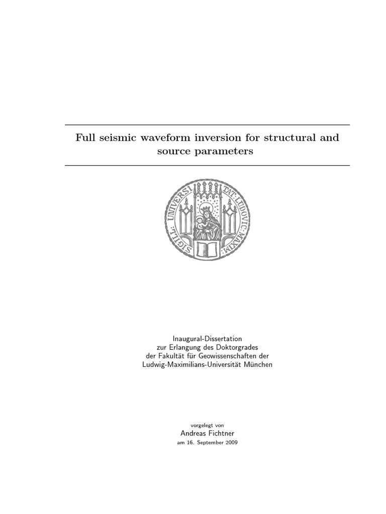 Full Seismic Waveform Inversion For Structural and | PDF | Earthquakes ...