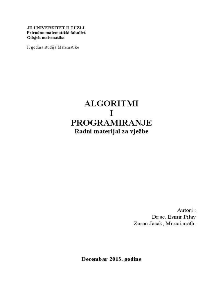 Algoritmi I Programiranje