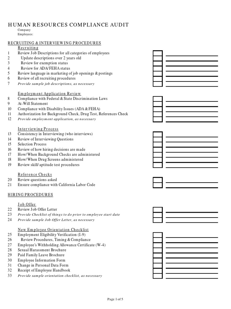 HR Compliance Checklist | PDF | Sick Leave | Employment