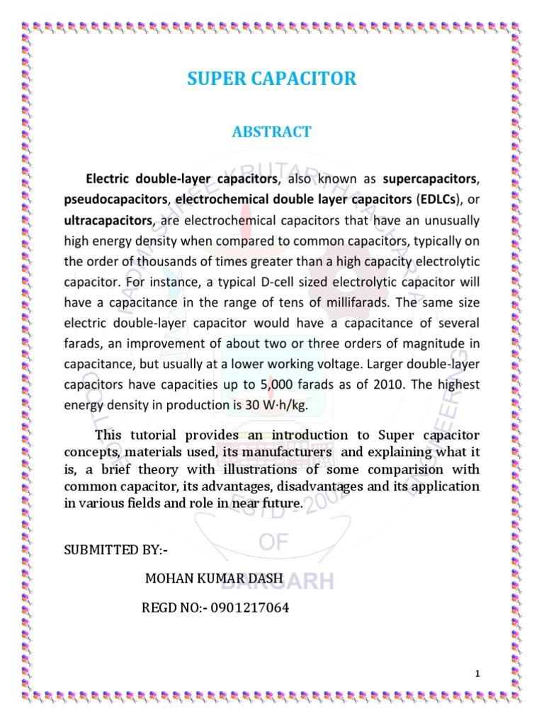 Super Capacitor | PDF | Capacitor | Battery (Electricity)