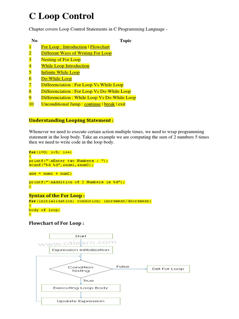 C Loop Control: No Topic | PDF | Control Flow | C (Programming Language)