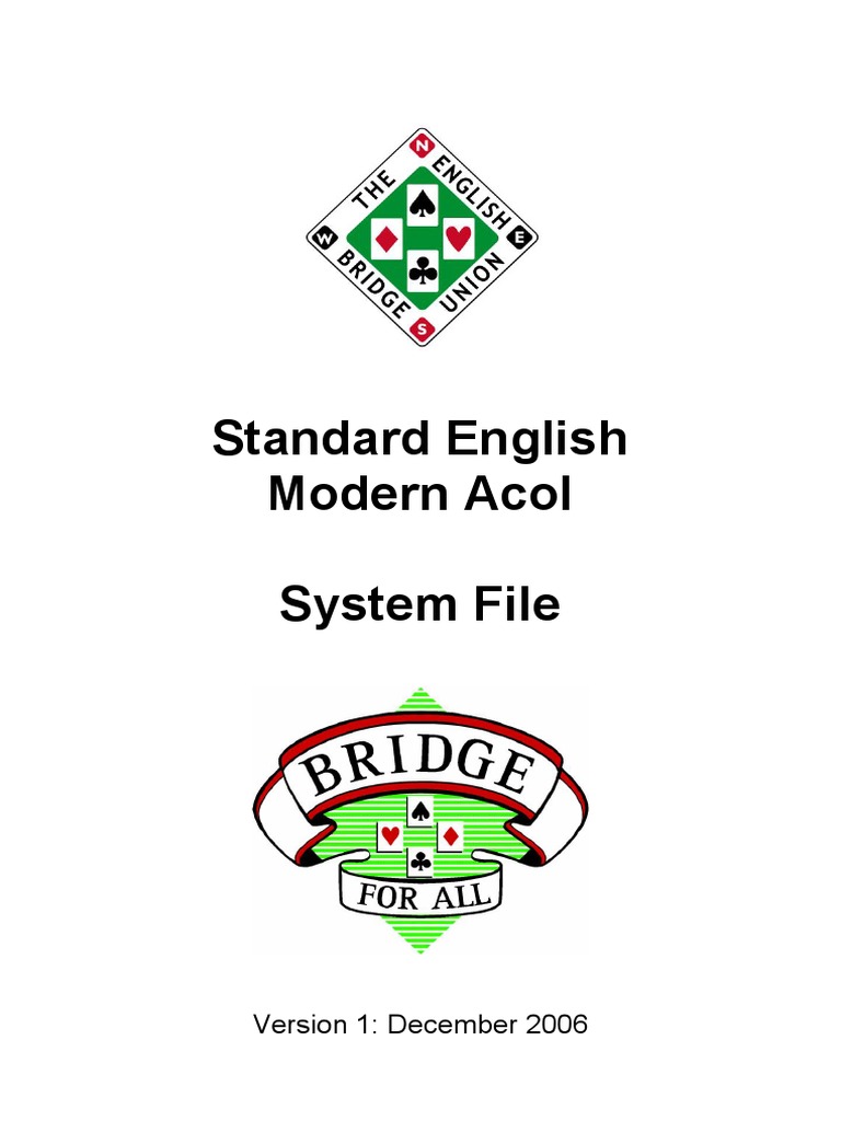 Standard English Modern Acol Bridge System | PDF | Playing Cards ...