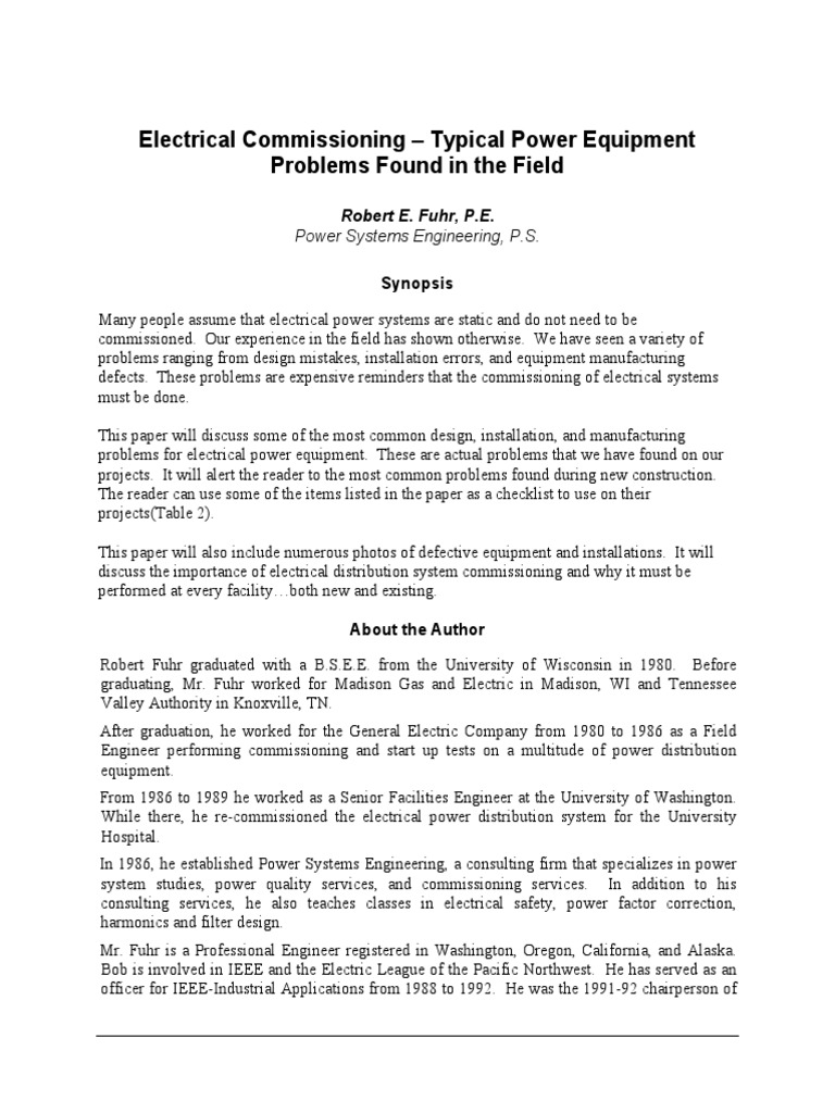 Electrical Commissioning | PDF | Relay | Transformer