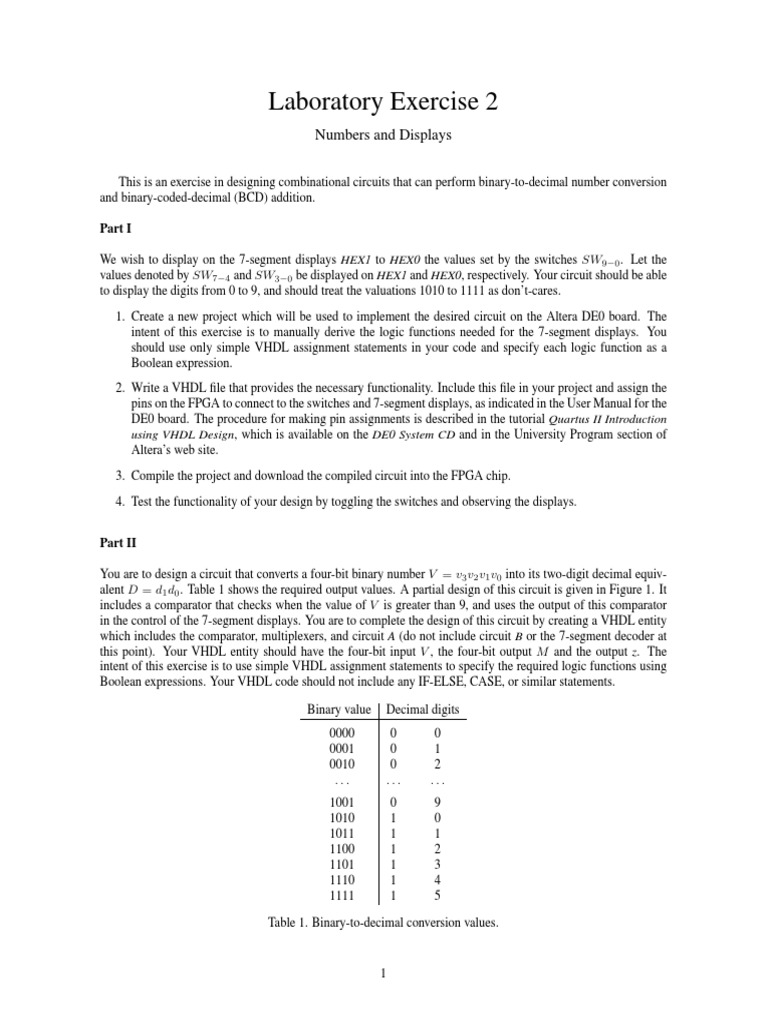 Lab2 VHDL | PDF | Vhdl | Binary Coded Decimal