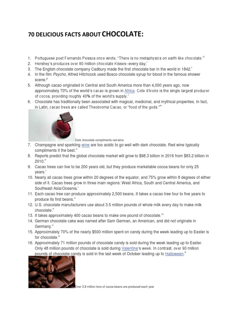 70 Delicious Facts About Chocolate | Download Free PDF | Cocoa Bean ...