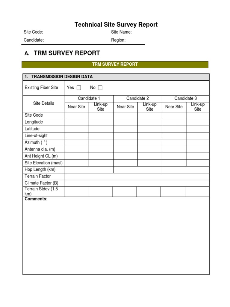 Technical Site Survey Report Overview | PDF | Technology & Engineering