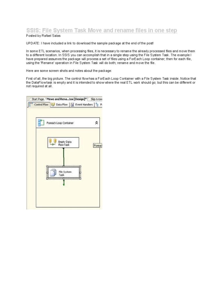 SSIS: File System Task Move and Rename Files in One Step | PDF ... SSIS: File System Task Move and Rename Files in One Step | PDF ...