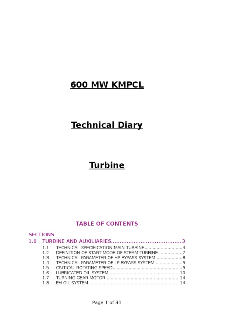 Technical Diary Turbine KSK | PDF | Pump | Hvac