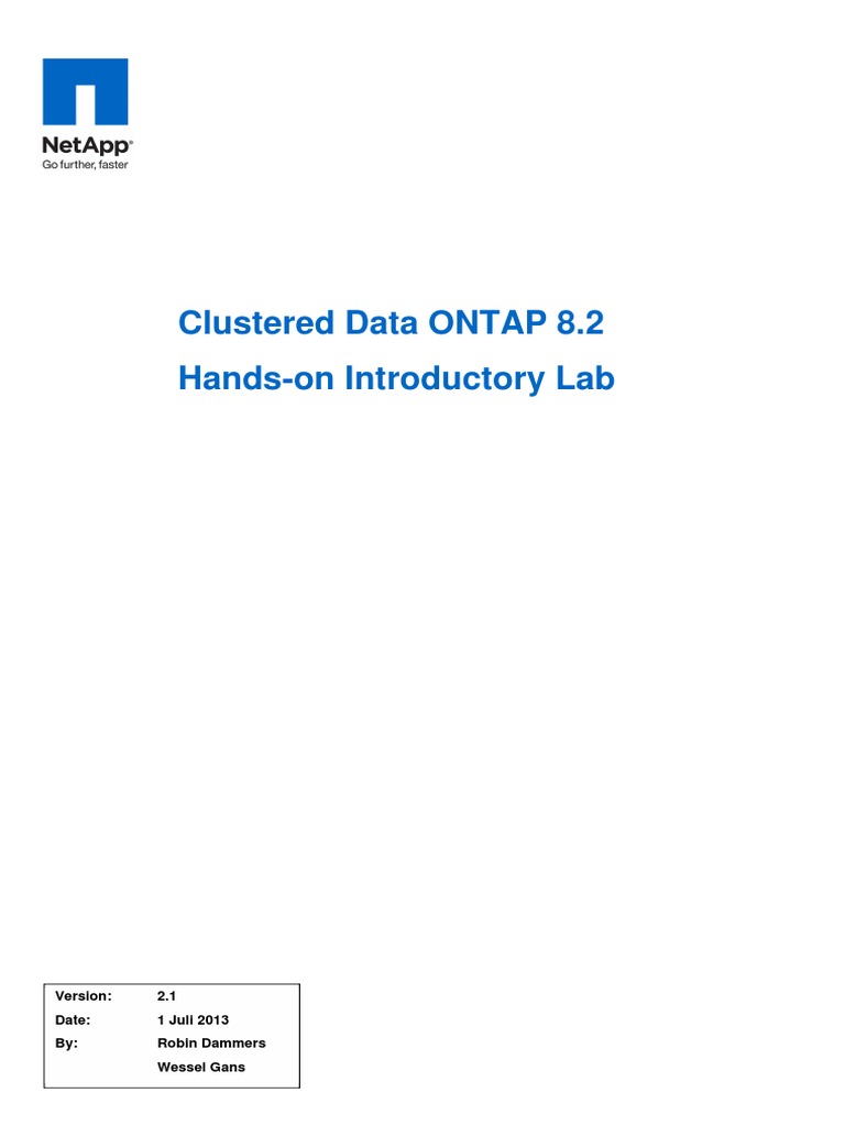 Hands On Clustered Data Ontap 82 Introductory Lab Guide V21 Pdf Command Line Interface 6221