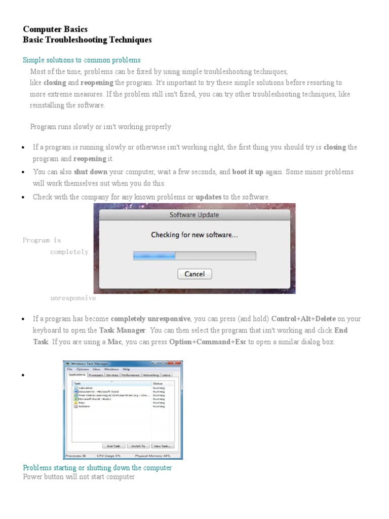Computer Basic Troubleshooting | PDF | Troubleshooting | System Software