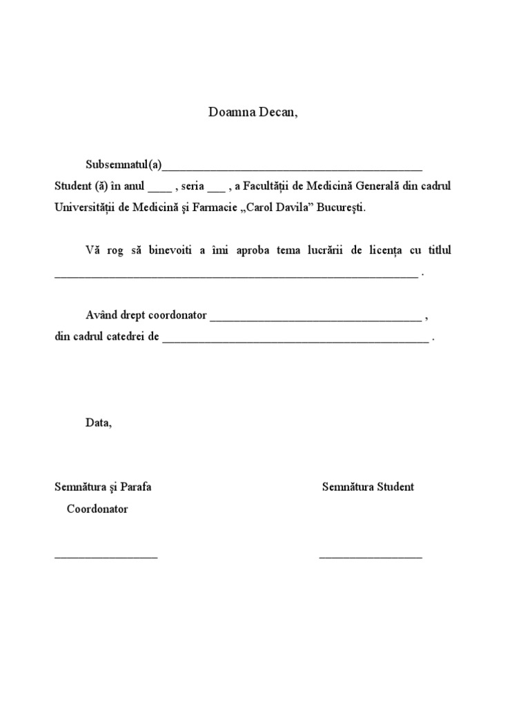 Model Cerere Licenta | PDF