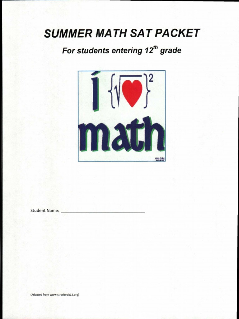 Summer Math Packet Students Entering 12th Grade | PDF | Integer | Triangle