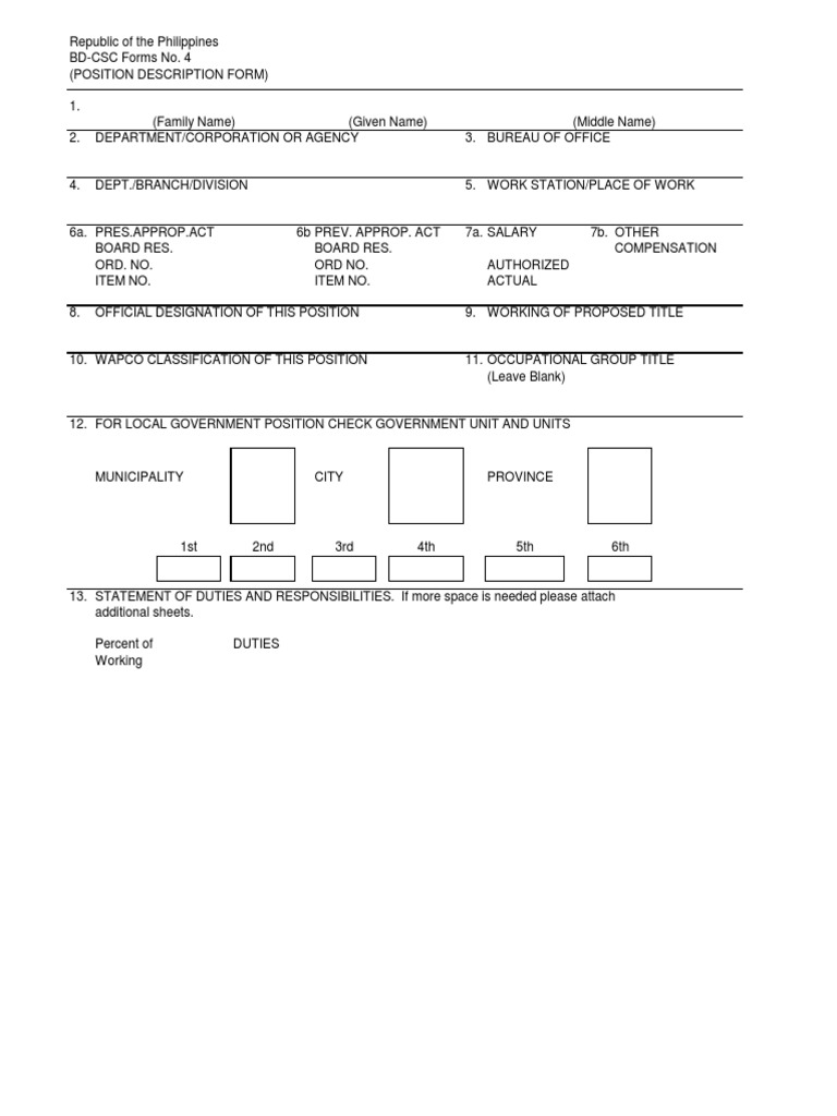 Position Description Form | PDF