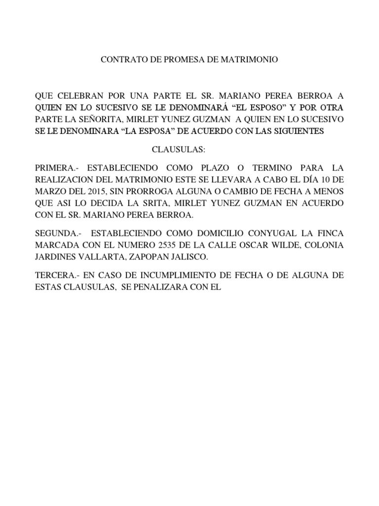 Ejemplo De Contrato Matrimonial Diferencia Entre Pareja De Hecho Y