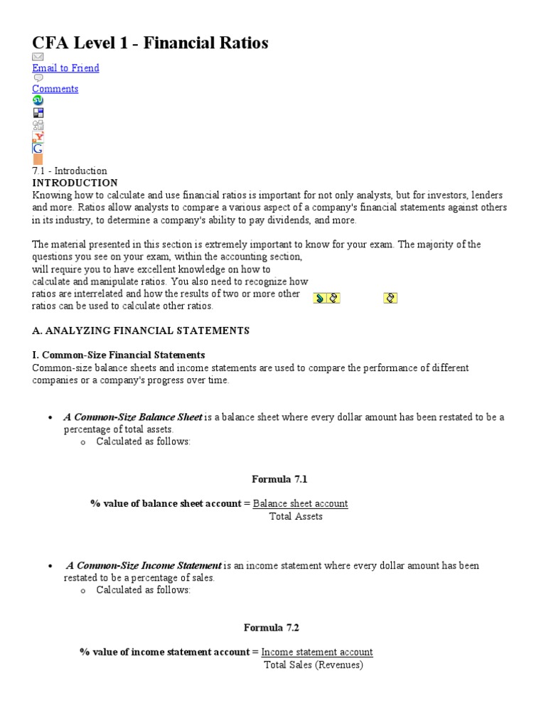 CFA Level 1 - Section 7 Financial Ratios | PDF | Earnings Per Share ...