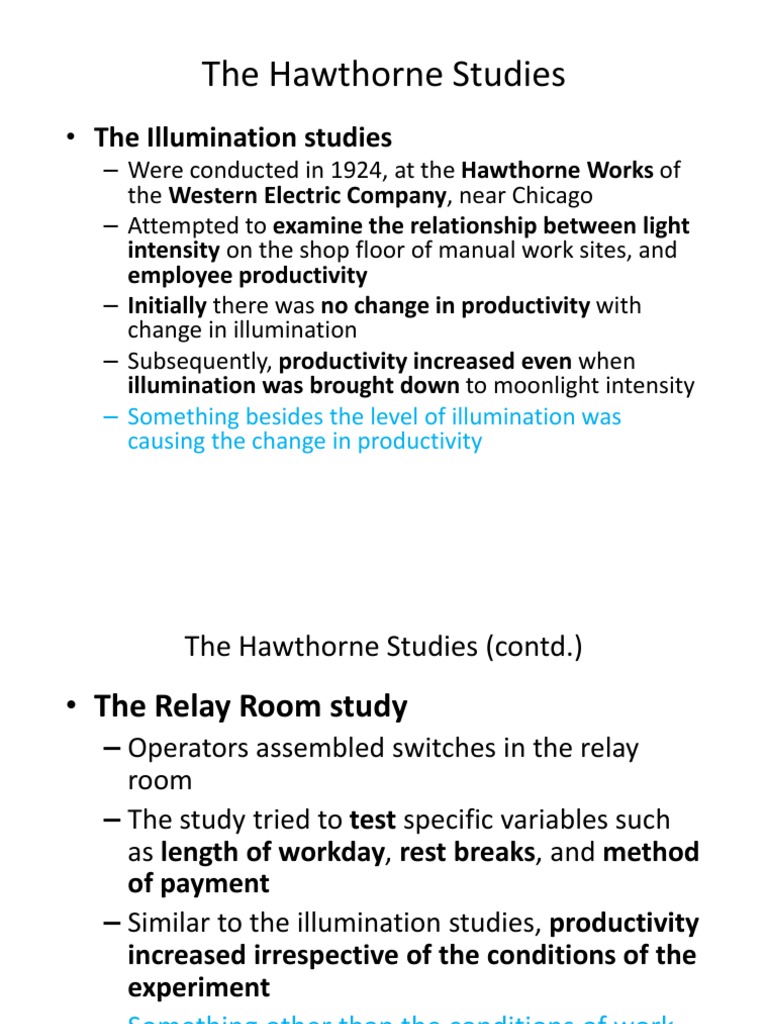 The Hawthorne Studies | PDF | Experiment | Action (Philosophy)