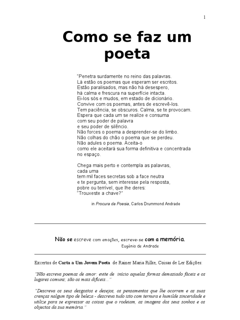 Como Se Faz Um Poeta | PDF | Poesia | Amor