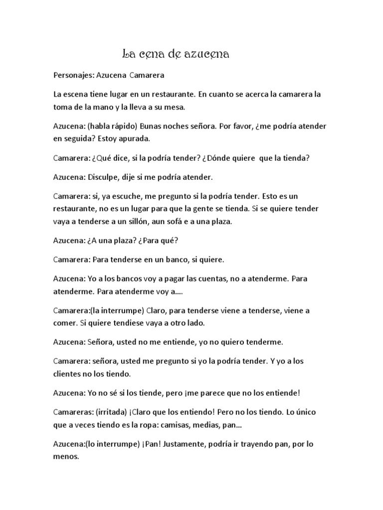 La Cena de Azucena | PDF | Camareros | Ocio