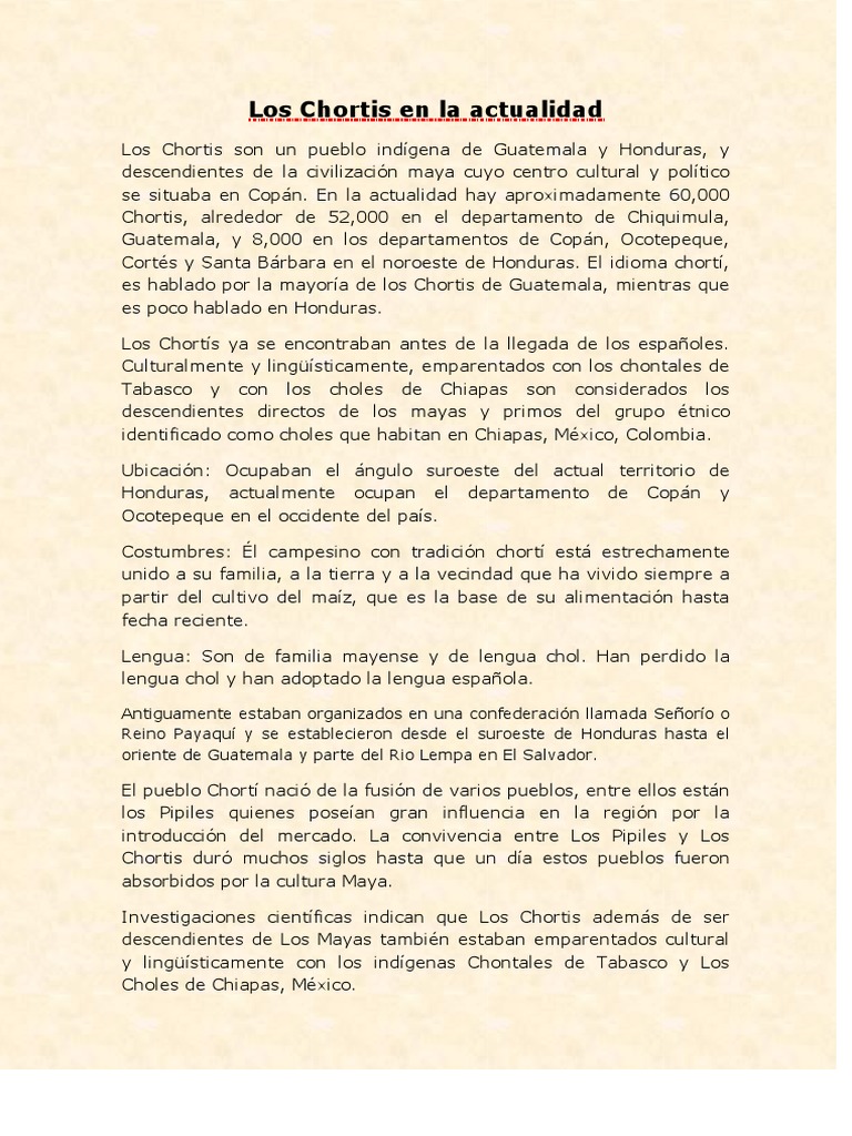 Los Chortis en La Actualidad | PDF | Civilización maya | Pueblos ...
