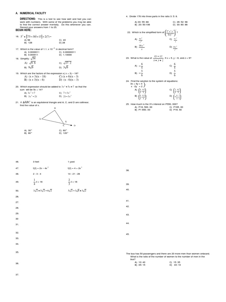 NCAE Type Exam - 2010-2011 | PDF | Teaching Mathematics | Science