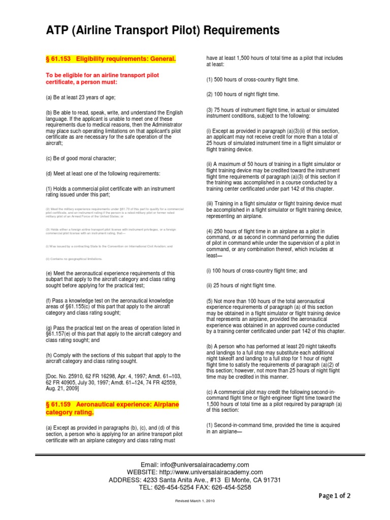 FAA ATPL Requirments | Download Free PDF | Pilot (Aeronautics) | Aviation