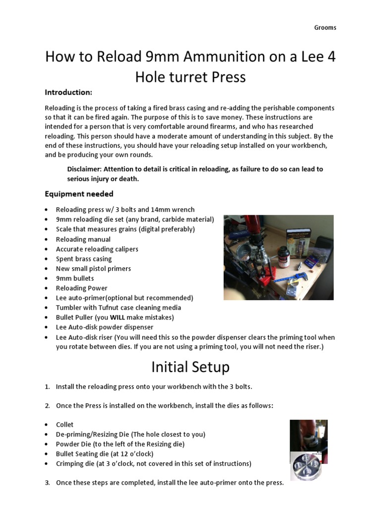 9mm Reloading Instructions | PDF | Cartridge (Firearms) | Projectiles
