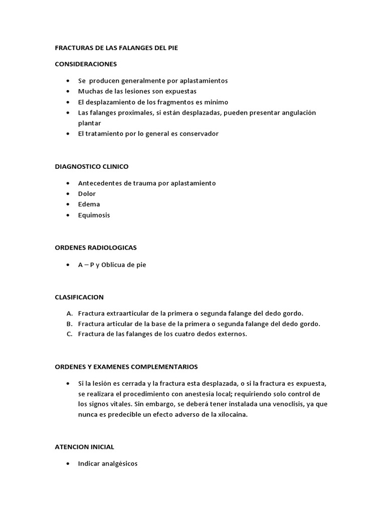 Fracturas de Falanges del Pie: Guía Clínica | PDF | Dedo del pie | Pie