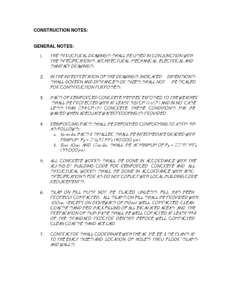 Construction Notes | PDF