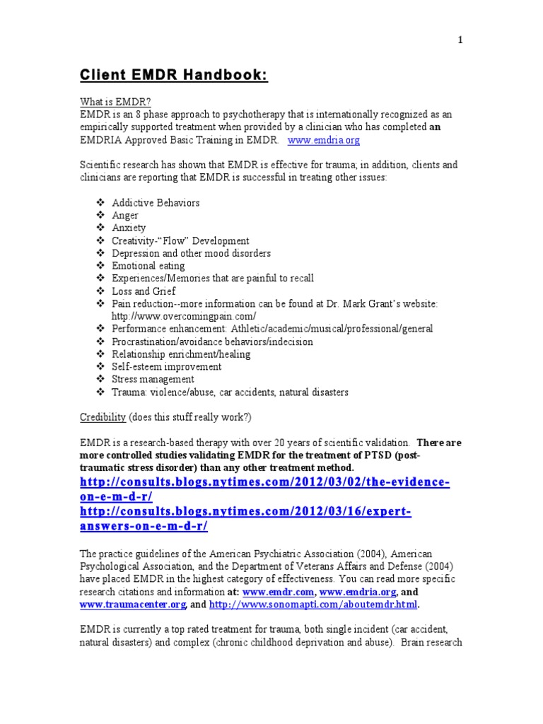 Client EMDR Handbook - Ver3 | PDF | Eye Movement Desensitization And ...